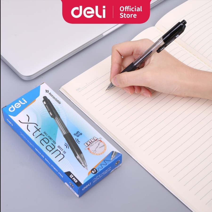 Deli Xtream Retractable Pen 0.7mm Black - EQ02320 | Shopee Malaysia
