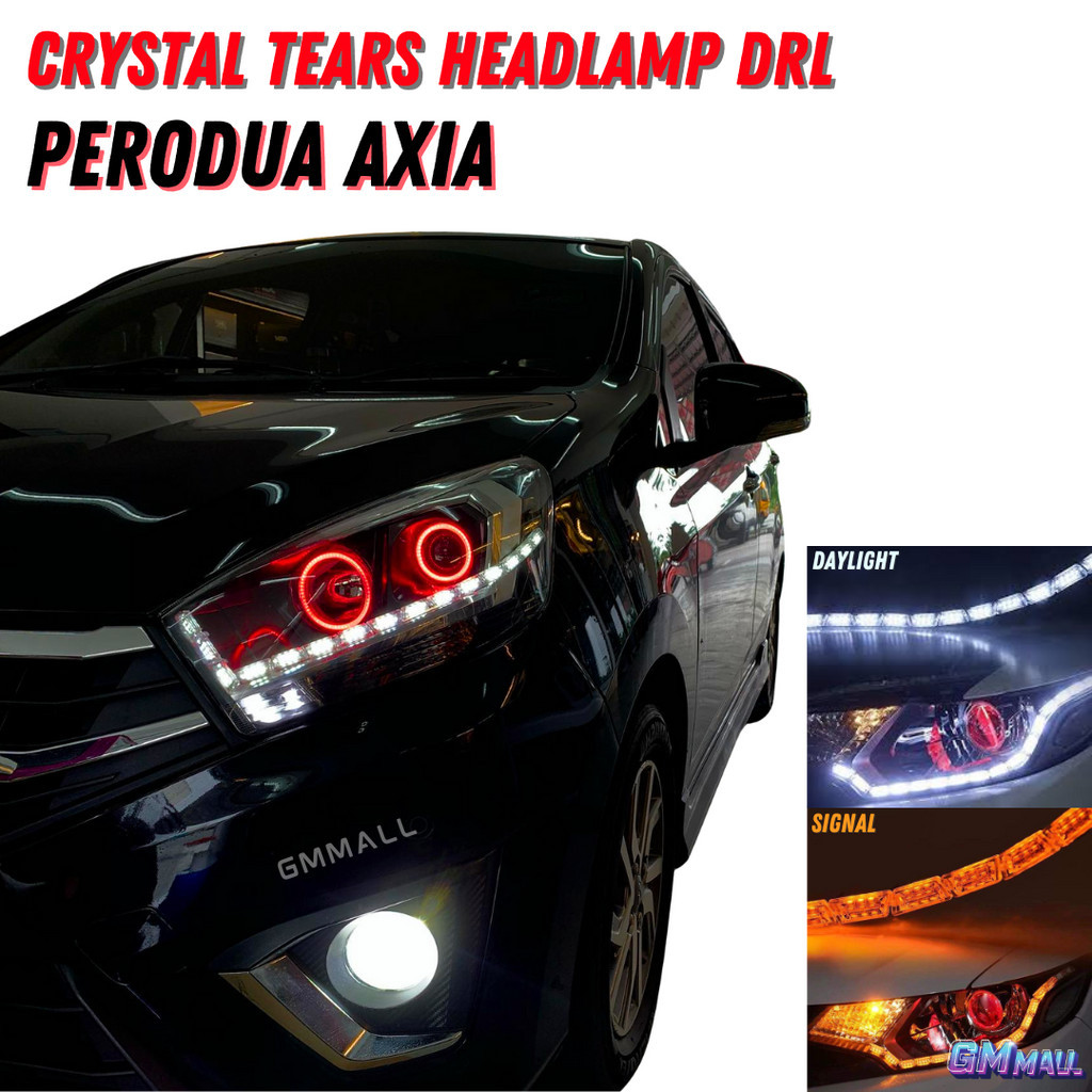 PERODUA AXIA LED DRL TURNING STRIP LIGHT Car Running Signal Led Daylight Drl headlamp lampu axia ...