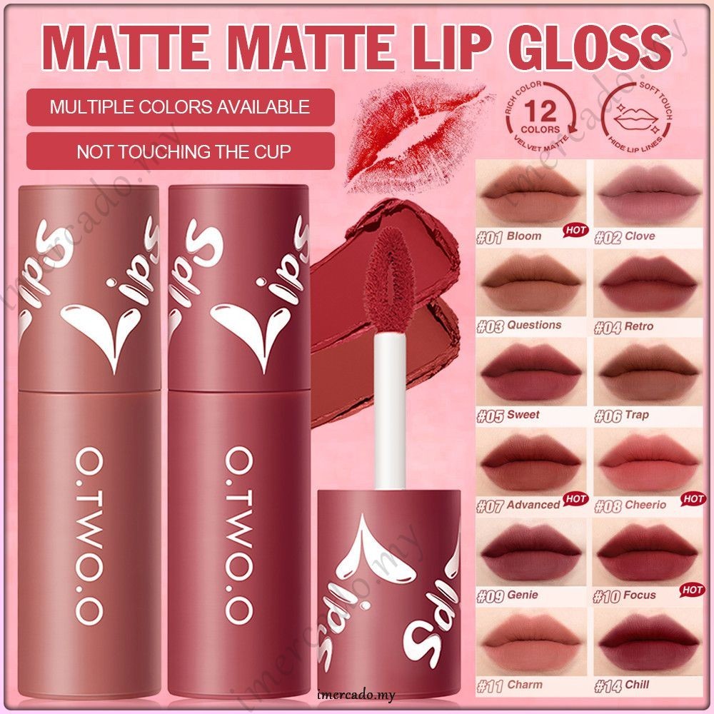 COD O.two.o Velvet Matte Lipstick Velvet Matte Lip Glaze Waterproof Non ...