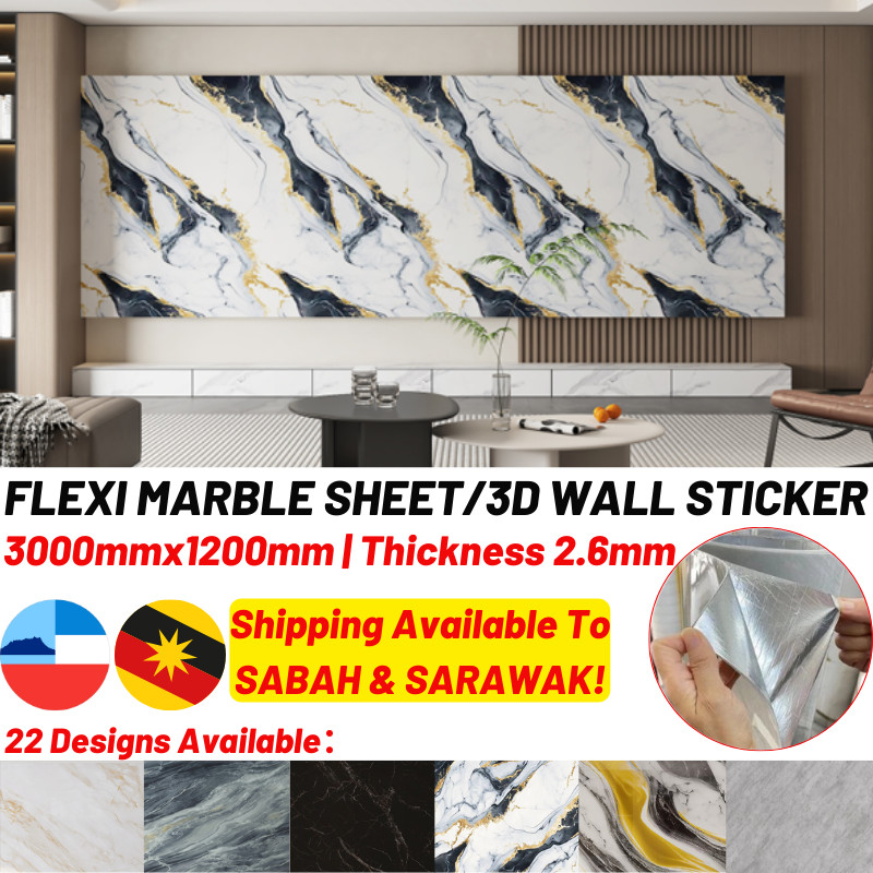 Sabah/Sarawak120cmx300cm Flexi Marble Sheet Imitation Ceramic 3D Wall ...