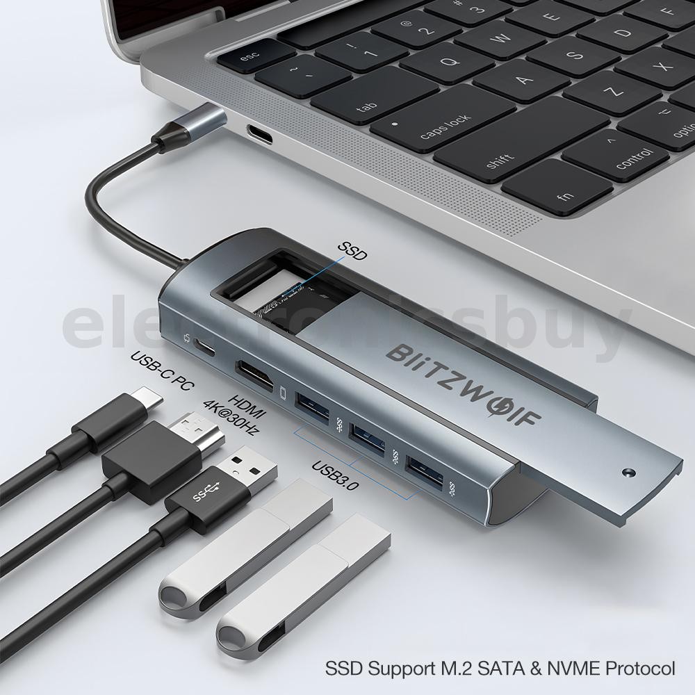 BlitzWolf® BW-Neo TH13 Pro 6-in-1 Docking Station with SSD Card Slot ...