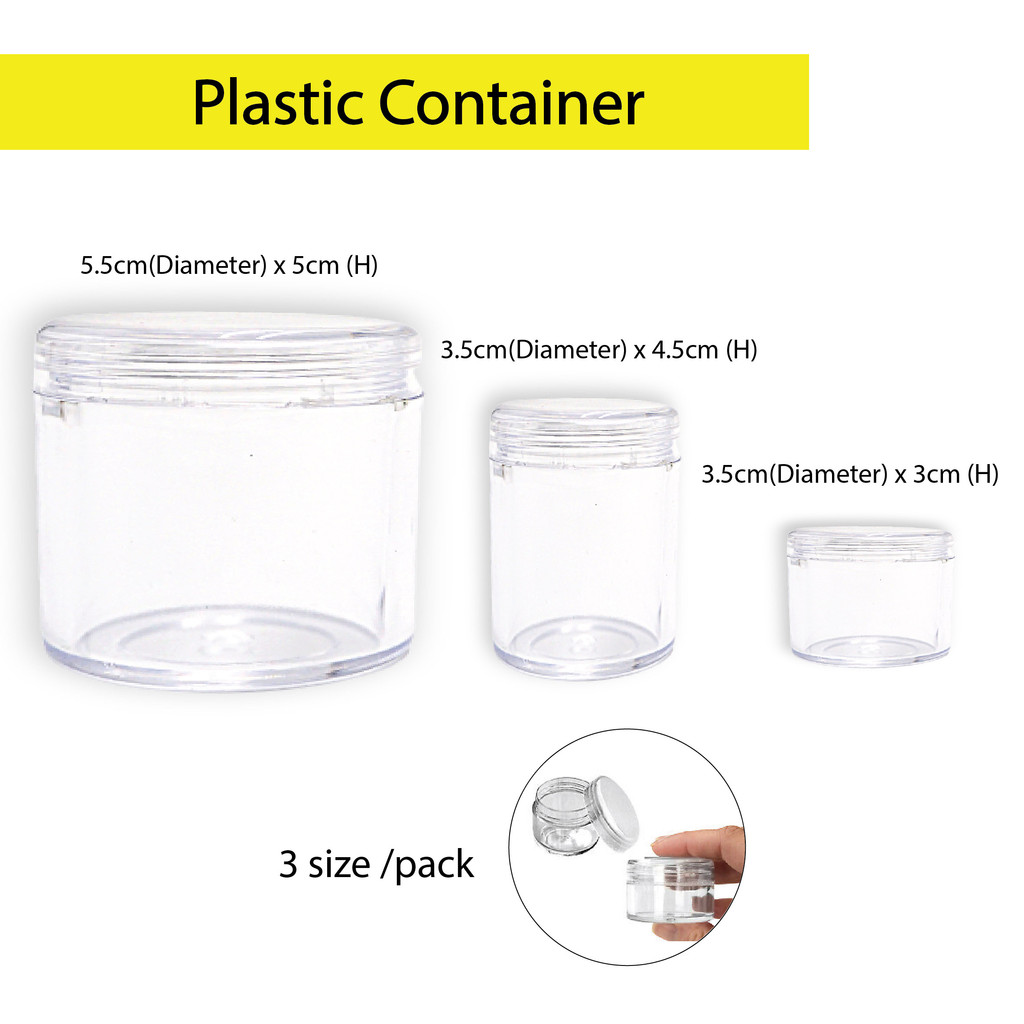 Plastic Transparent Round Container (3 size/pack) | Shopee Malaysia