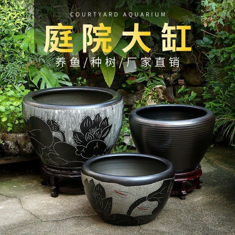 Balang Seramik Jingdezhen Mangkuk Ikan Emas Mangkuk Teratai Air Balkoni ...