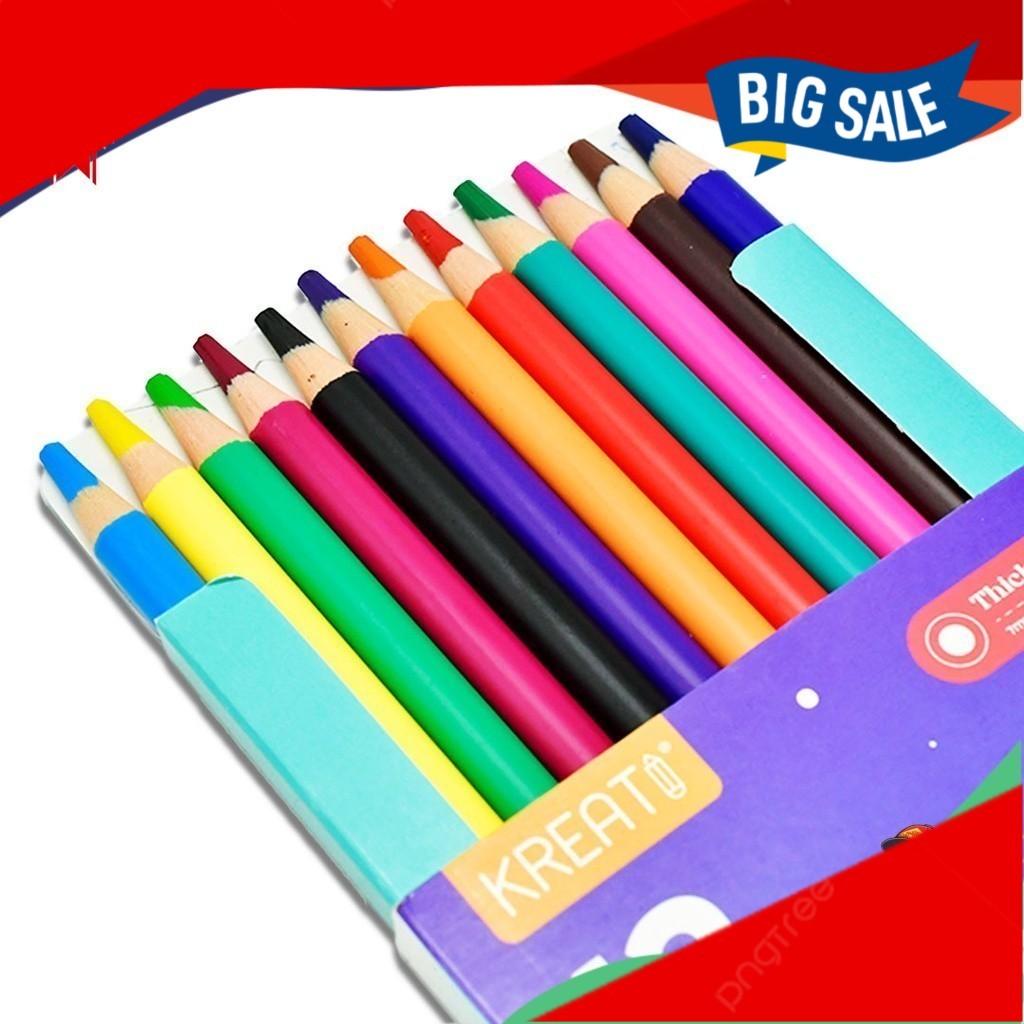 (12pcs/pack) Pensil Warna Panjang, Pencil Warna Panjang, Long Colour ...