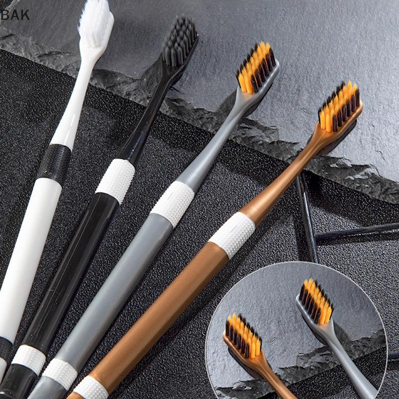 BAK 2 Pcs Bamboo Charcoal Toothbrushes Ultra-Fine Soft Bristle Cleaning ...