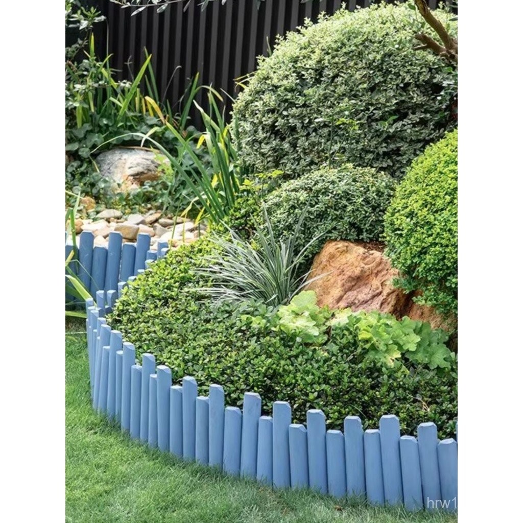 Carbonized Wooden Fence Blue Wooden Pile Fence Outdoor White Small ...