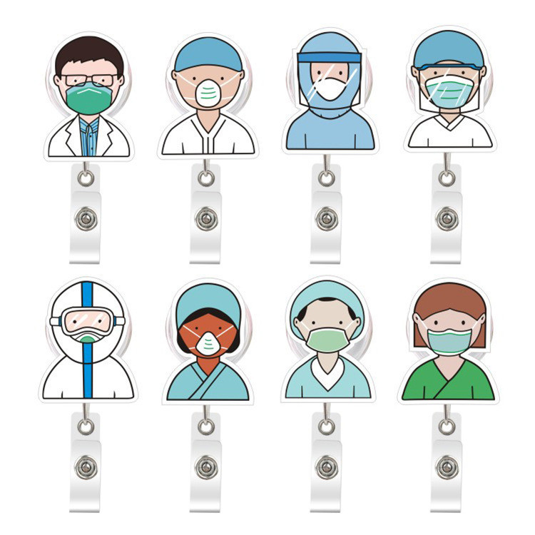Cute Cartoon Doctor Nurse Work Permit Chest Plate Clip Easy to Pull ...