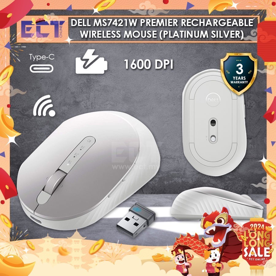 Dell MS7421W Premier Rechargeable Wireless Mouse with 1600 Dpi ...