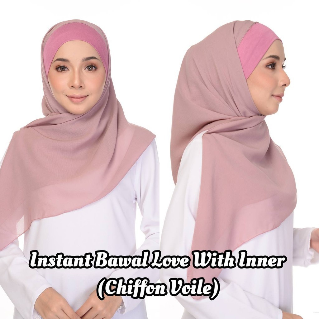 Instant Bawal Love Bawal Segi Tiga With Inner (Chiffon Voile) | Shopee ...