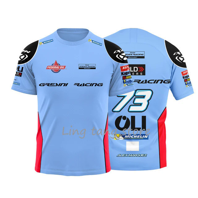 2024 New Motorcycle Race Blue Summer Men's Breathable T-Shirt GRESINI ...