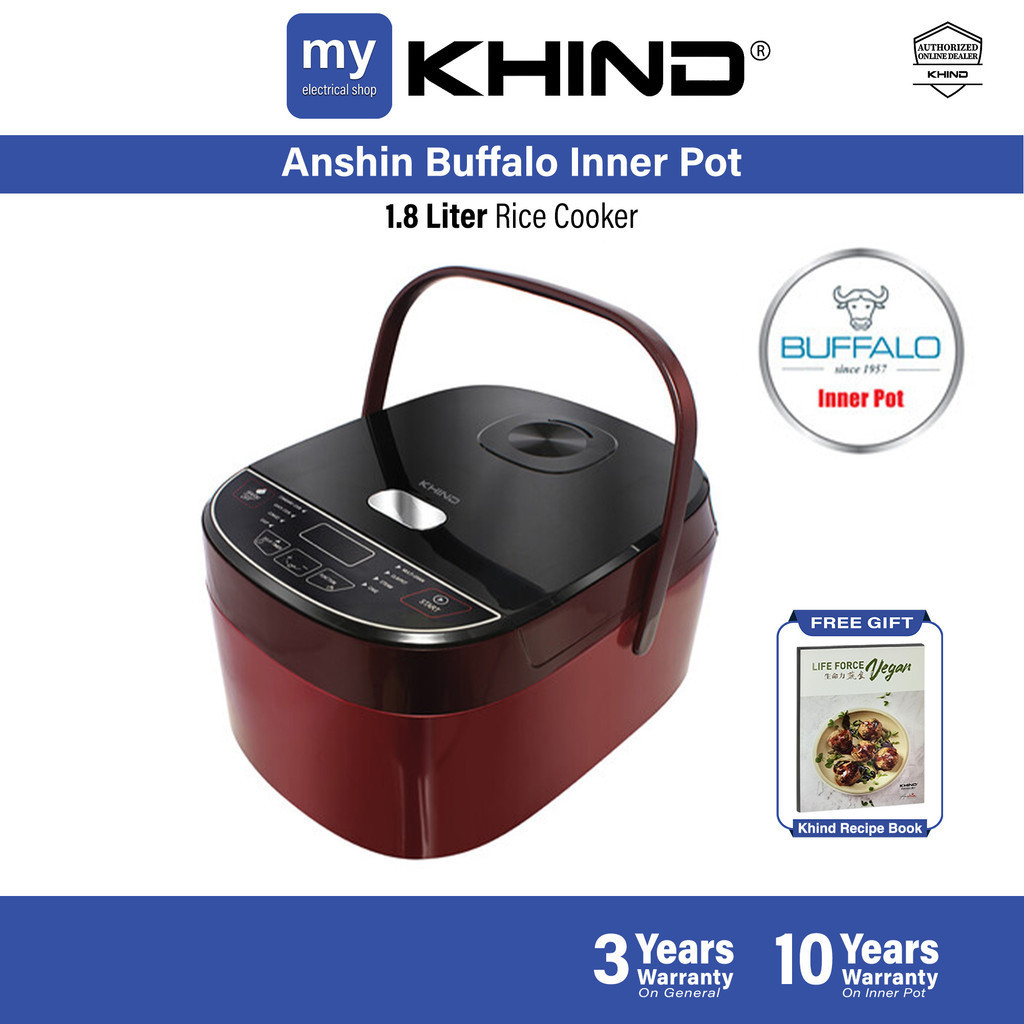 Khind 1.8 Liter Anshin Buffalo Inner Pot Rice Cooker RCM18SS | Shopee ...