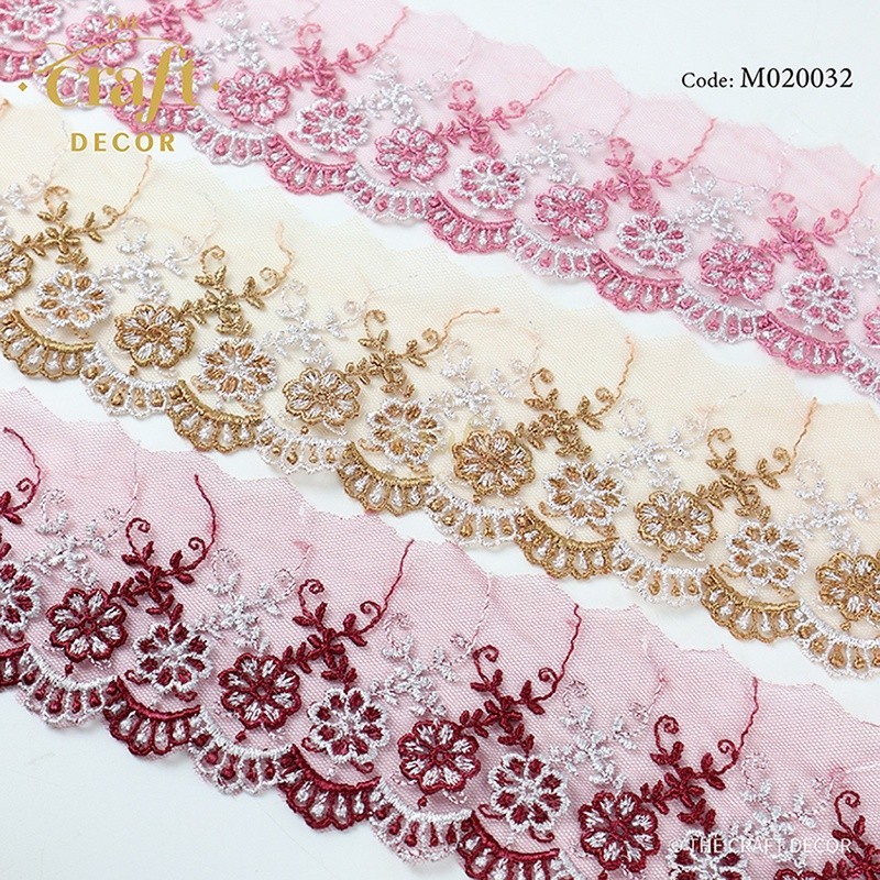 7cm Width Border Nylon With Silver Silk Thread Lace Trim*Jual Meter ...