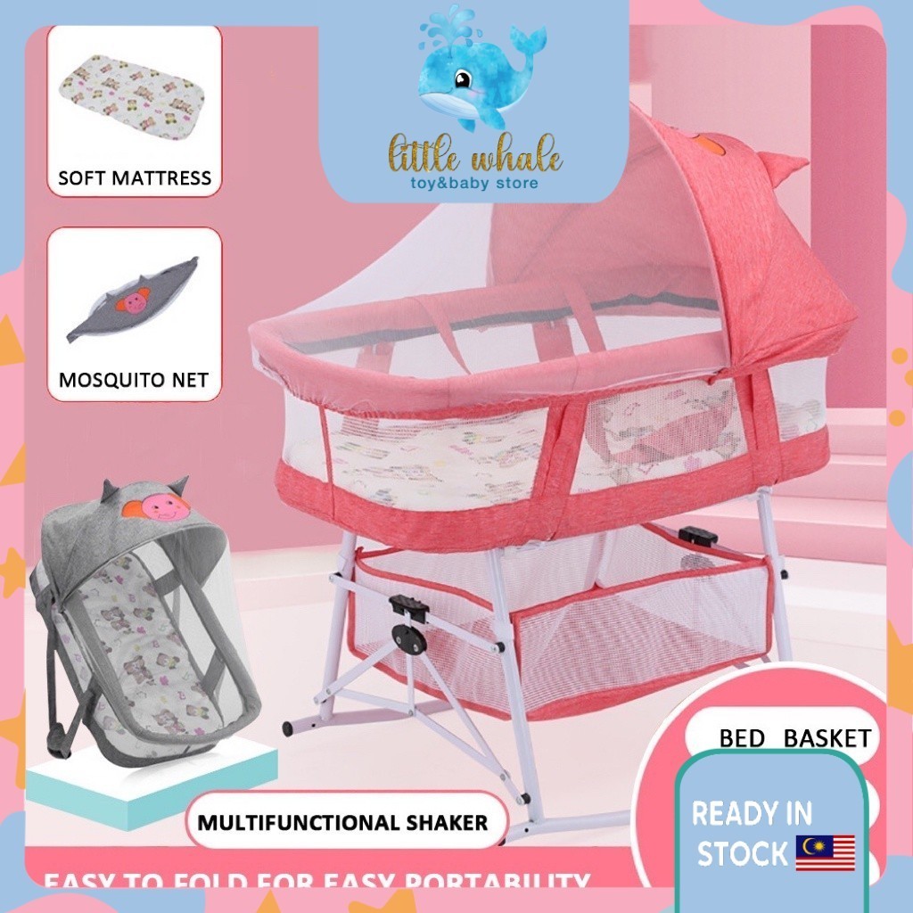 🐳5 in 1 Baby Crib Baby Bed Portable Cradle Cart Katil Bayi Rocker Bed ...