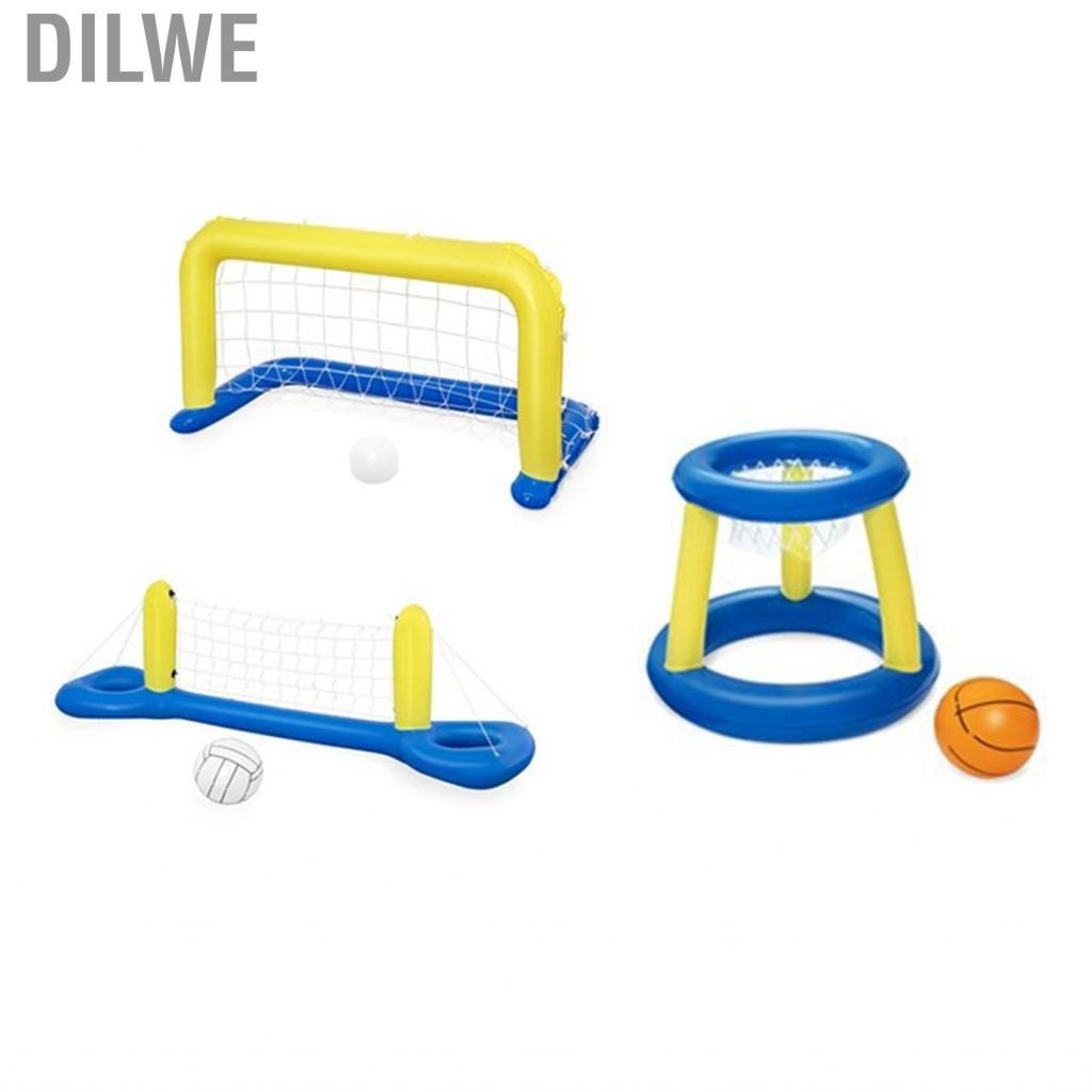 Dilwe Inflatable Pool Volleyball Set with Net Hoops Thickened Safe ...