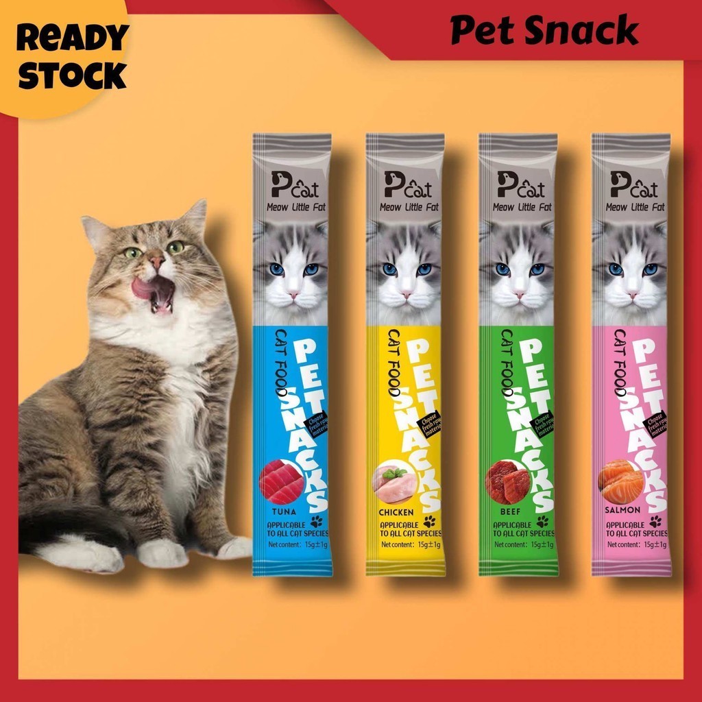 50 / 100 PCS MEOW High Vitamin Creamy Real Meat Cat Treats Cat Snack ...