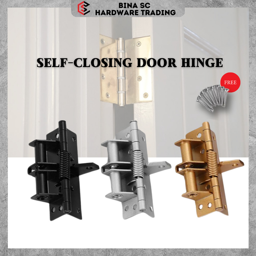 BINA Self Closing Spring Hinges Automatic Door Closer Aluminum Alloy ...