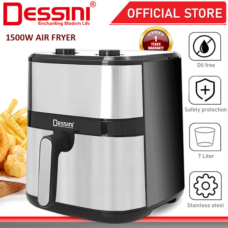 DESSINI ITALY 7L Electric Air Fryer Convection Oven Toaster Timer Oil ...