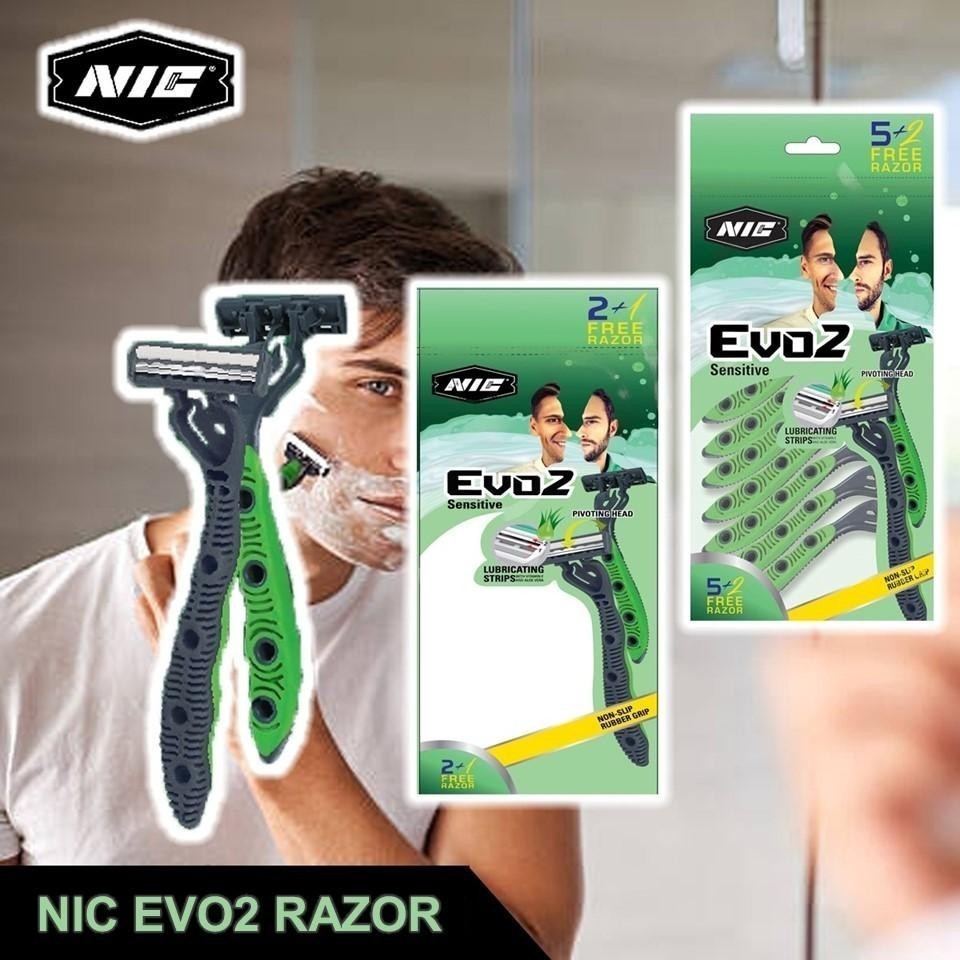 NIC Evo2 Razor Shaver Twins Blade Lubricate Strip Sharp Disposable ...