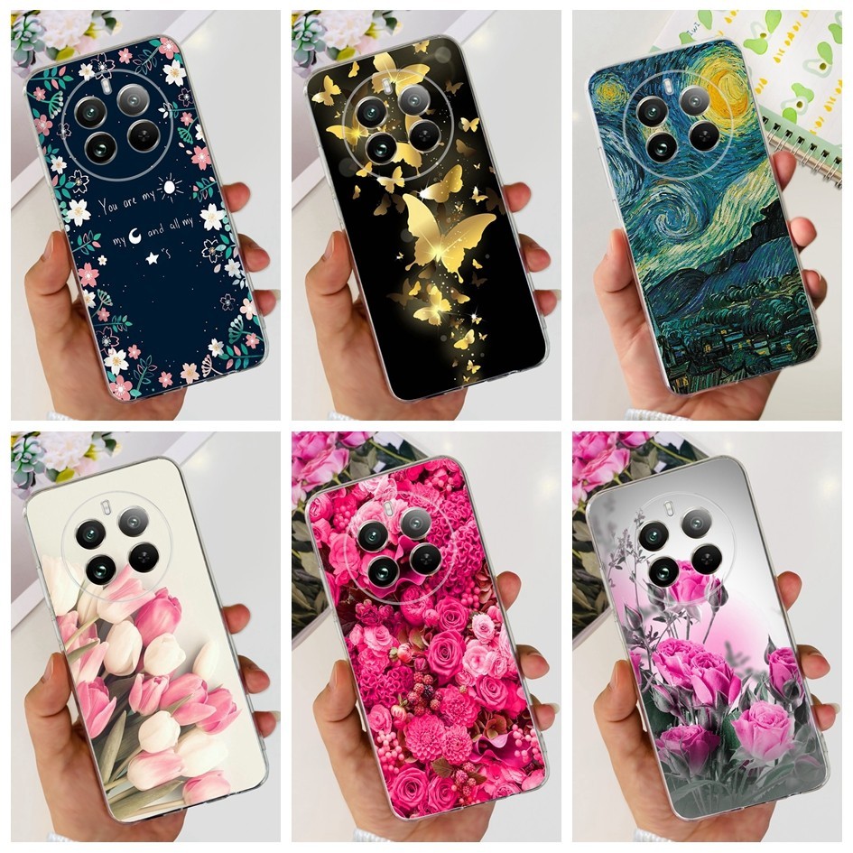 For Realme 12 Pro Plus 5G Case Colorful Flower Clear Soft Silicone ...