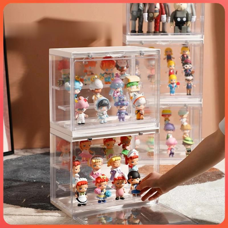 Acrylic Display Case Popmart Storage Organizer Transparent Boxes Stackable Magnetic Dustproof ...