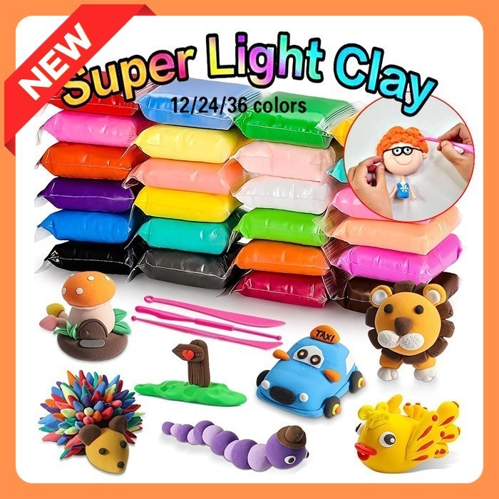 🔥 Super Light Clay 12/24/36 Colour Air Clay DIY Non-Toxic Children Clay ...
