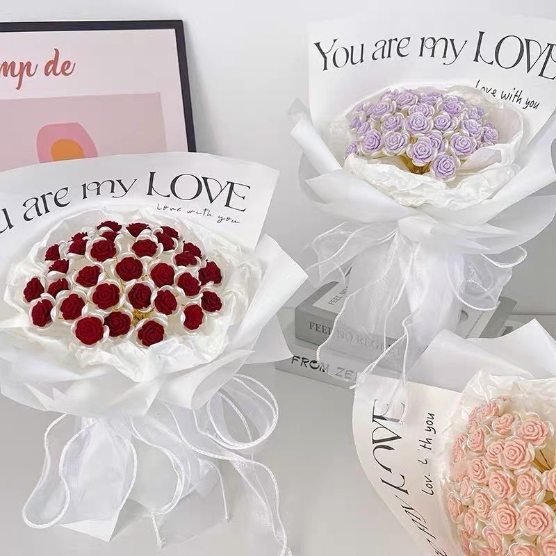 Handmade Rose Flower Bouquet Flower Material Package Rose for Bouquets ...
