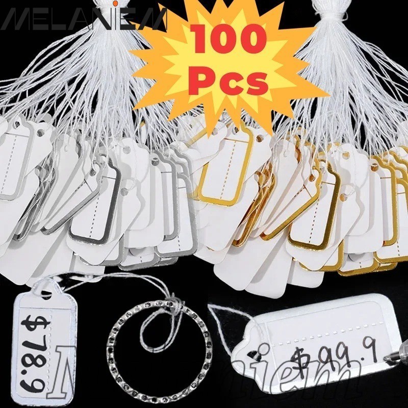 100Pcs Diy Tie String Jewelry Display Label - Business Cards - Gold ...