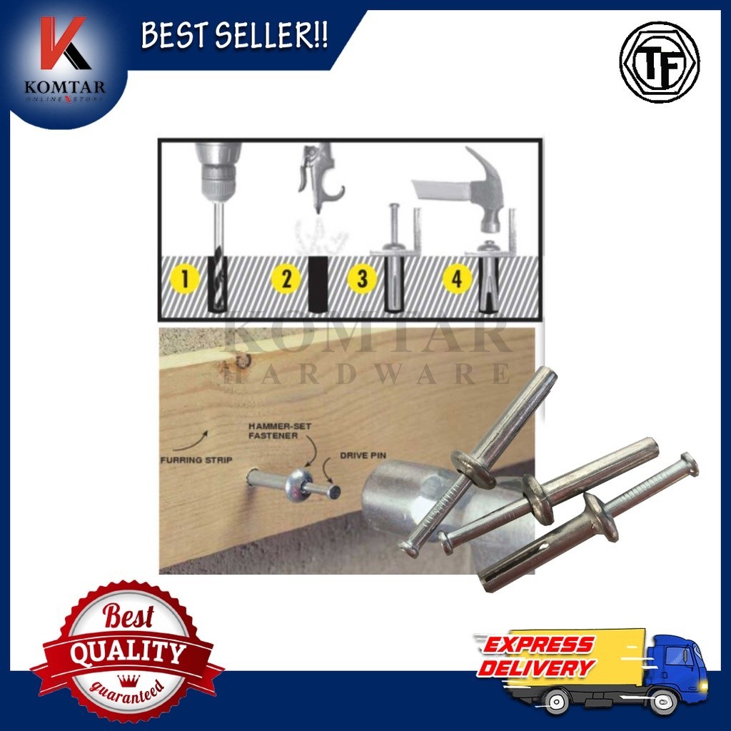 T-PIN Hammer Drive Anchor / Wall Plug Paku Besi / Plug Ketuk / Twin ...
