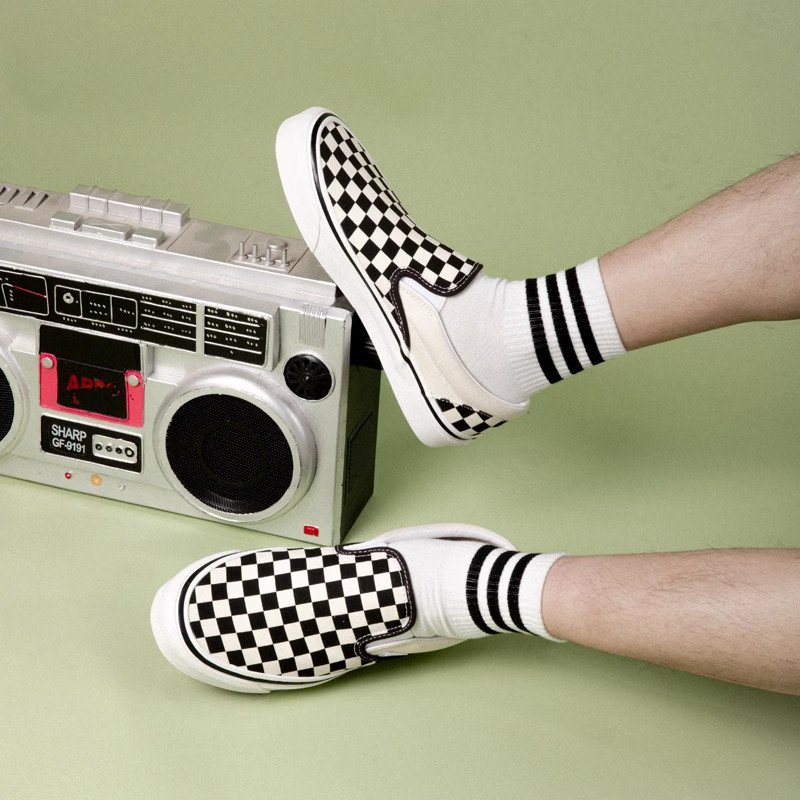 100% Imported Van Slip-on Og mono Checkerboard Black/White package ...