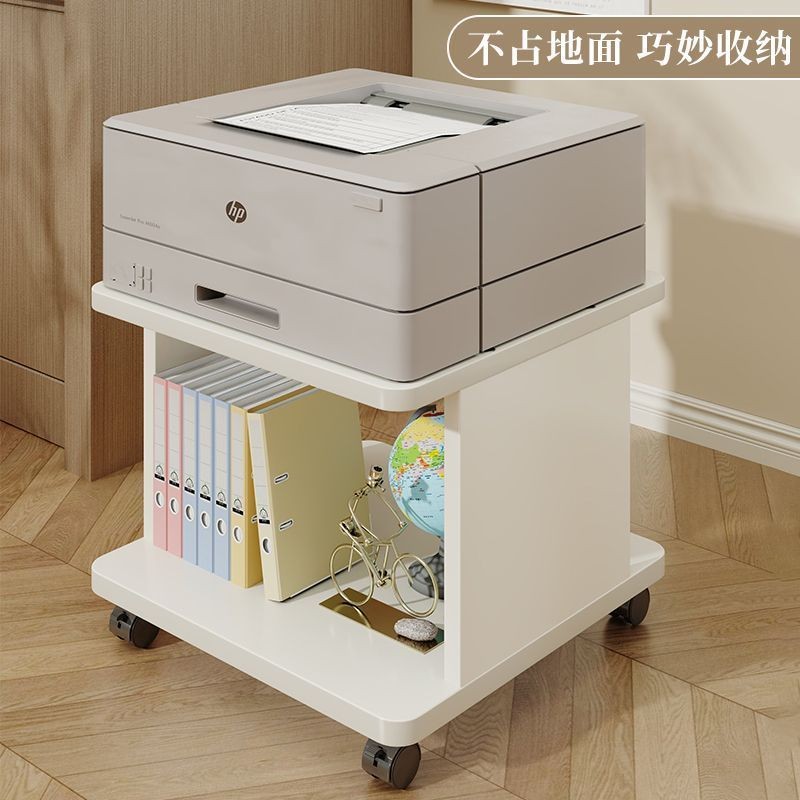 Office desk with pulleys, portable printer storage shelf, double-layer ...