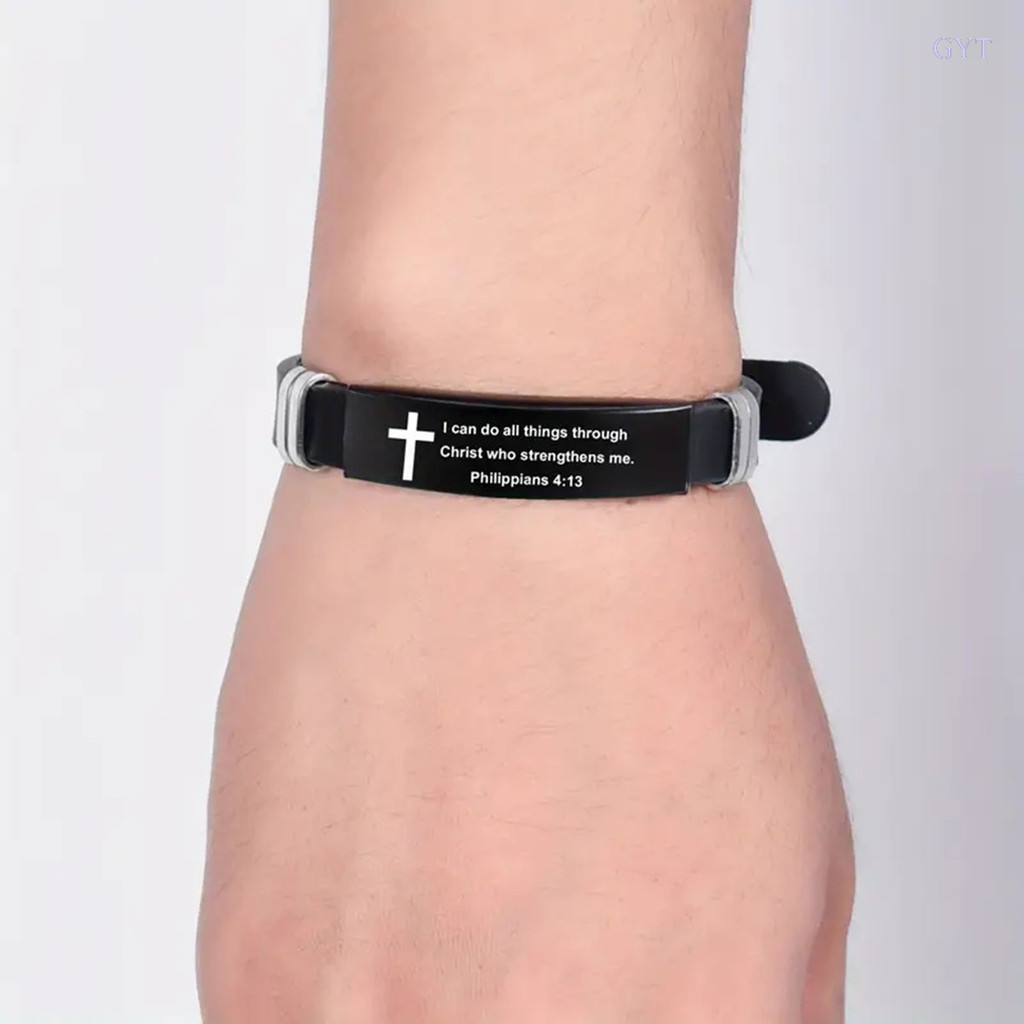 GYT Adjustable Christian Scripture Bracelet For Men, Stainless Steel ...