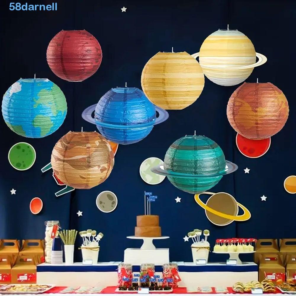 DARNELL Hanging Planet Paper Lanterns, Galaxy Space Theme Foldable ...