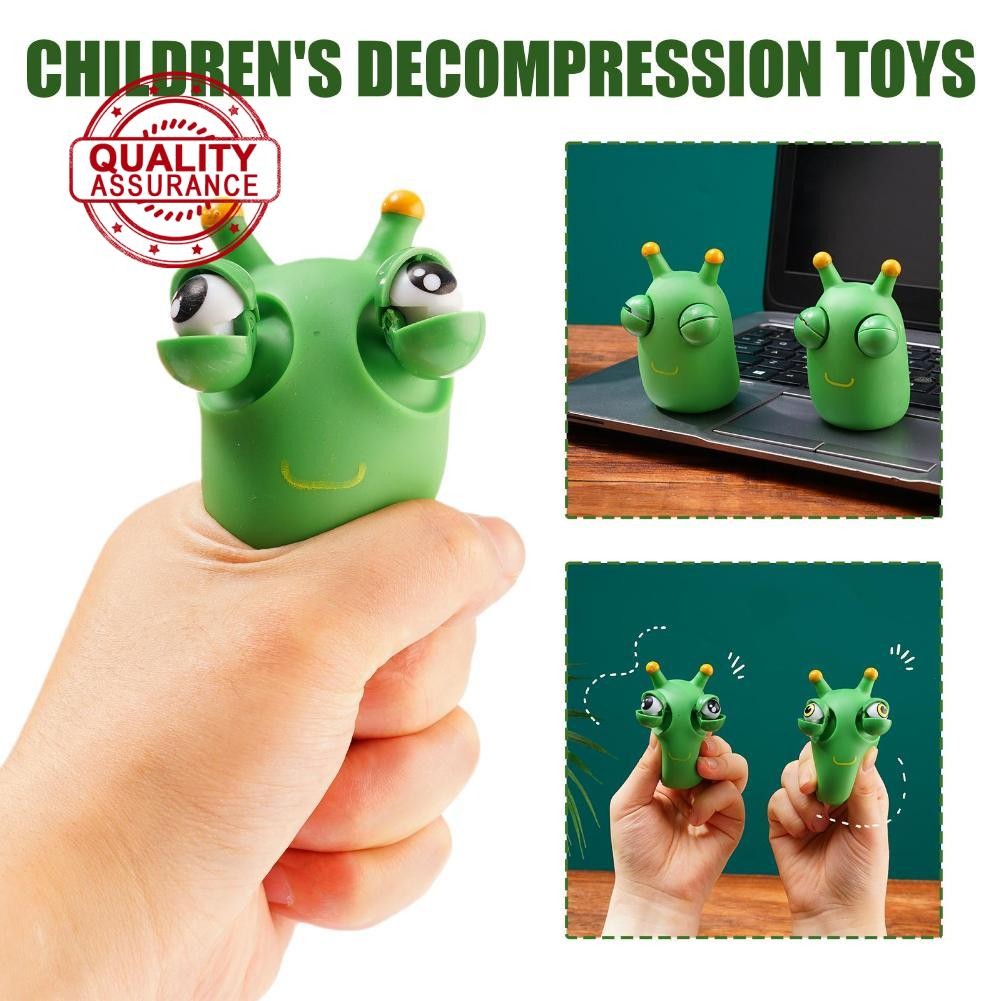 New Squishy Toy Green Eye Popping Worm Squeeze Toy Gifts Kids Favors ...