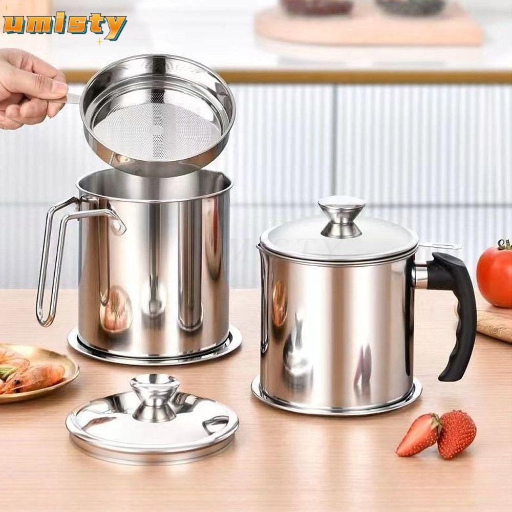 UMISTY Cooking Oil Strainer, 1.4L/1.9L Lard Strainer Oil Filter Pot ...