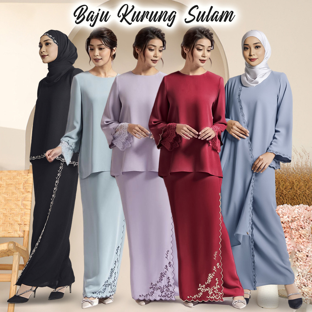 Afya Sulam Overlap Baju Kurung Moden Kedah Baju Kurung Moden Baju raya 2025 Sulaman Lace Nikah ...