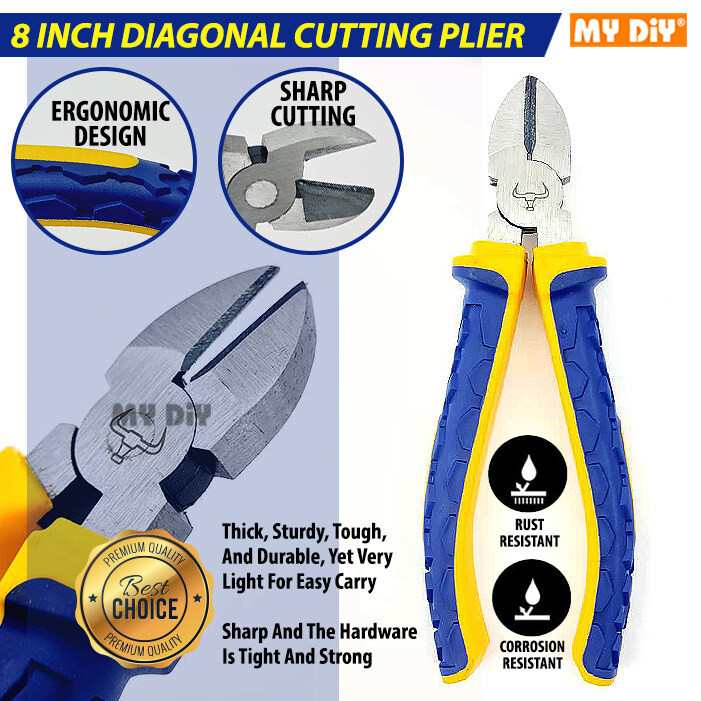 MYDIYHOMEDEPOT - 8inch BRICOTORO Diagonal Cutting Plier Electrician ...