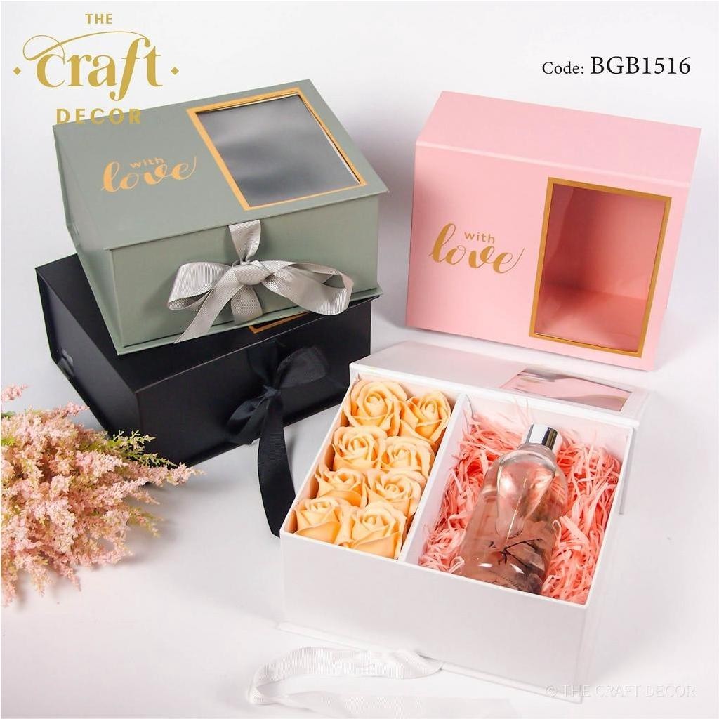 The Craft Decor Opening Flower Box With Ribbon | Transparent Window ...