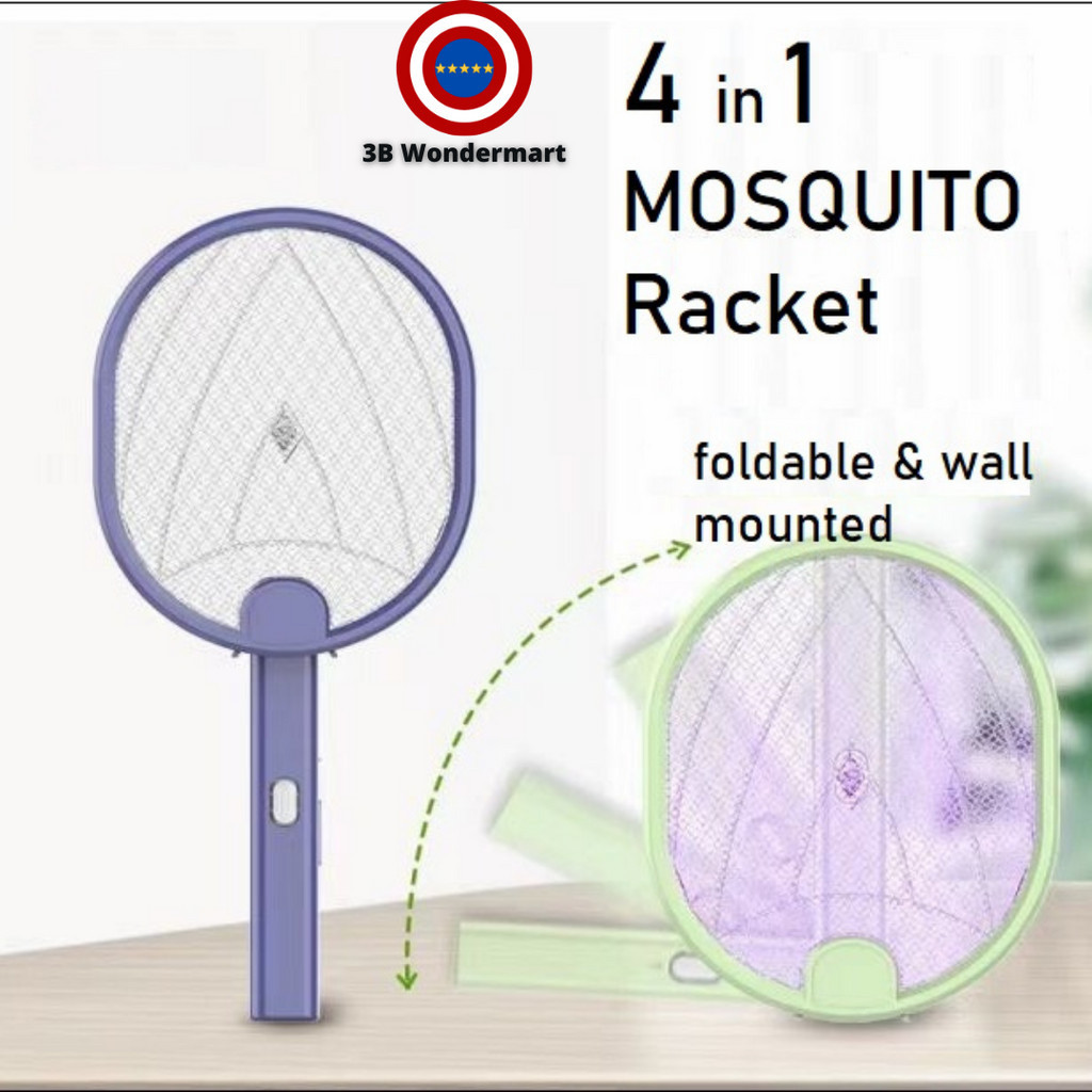 4-in-1 Electric Mosquito Racket Rechargeable Mosquito Killer USB ...