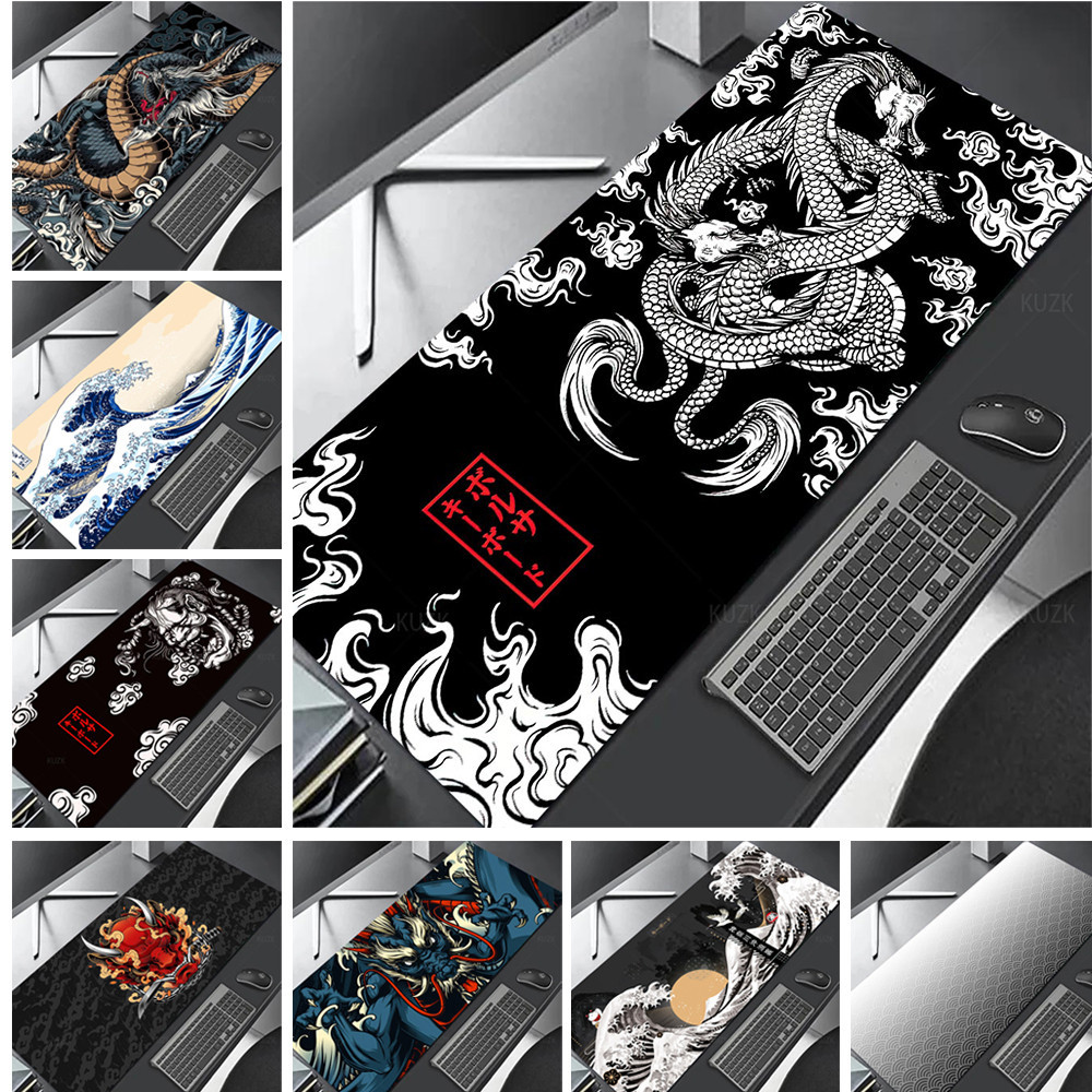 Dragon Mouse Pad Black And White Deskmat Playmat Laptop Japan Anime ...