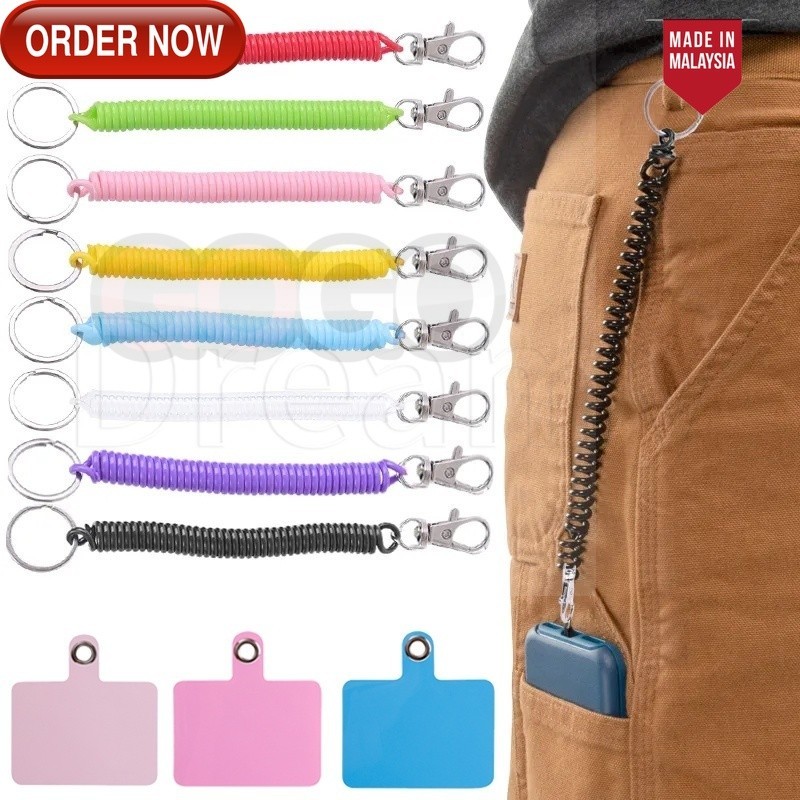 GG For Keys Wallet Car Key Clasp Hook Spiral Retractable Spring Mobile ...