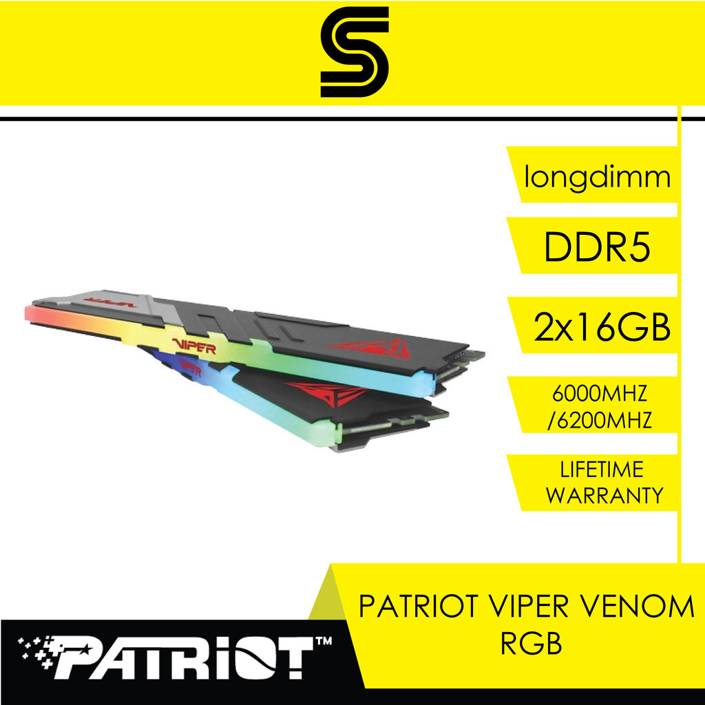PATRIOT Viper Venom RGB DDR5 Memory 32GB(16x2) - 6000Mhz/6200Mhz ...