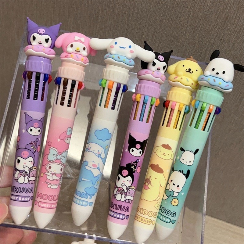Ss - Sanrio Pens 10 Colors Rainbow Cute Characters for School / Office ...