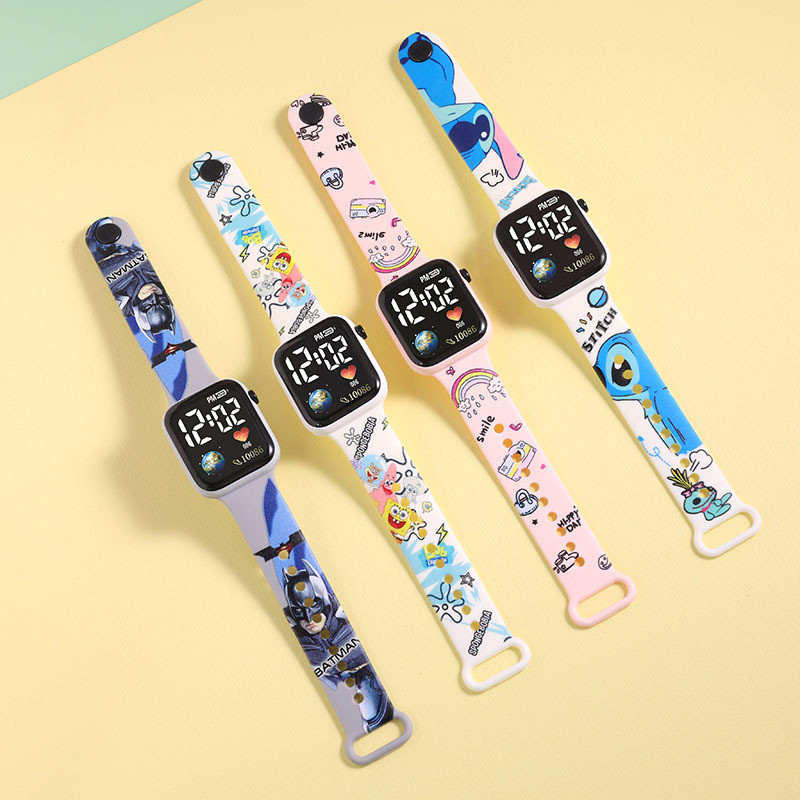 Earth Style Cartoon Printed Strap LED Watch Kids, Fashion Square ...