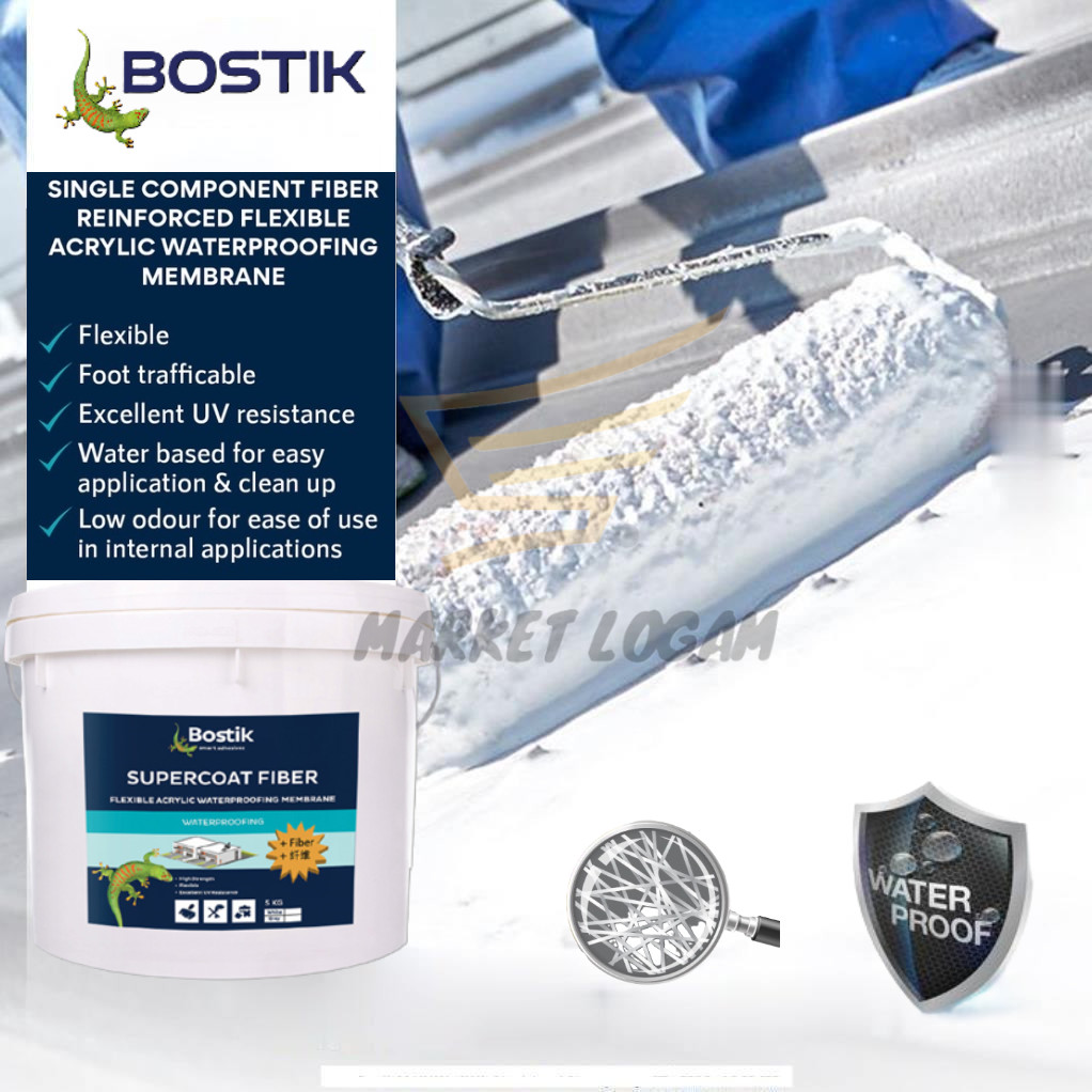 20KG Bostik Supercoat Fiber Flexible Acrylic Waterproofing Membrane ...