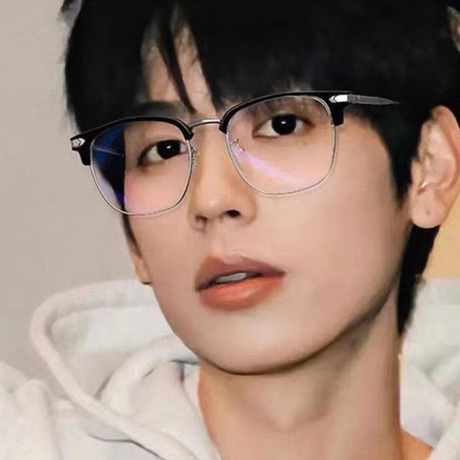 Advanced sense half frame glasses men's anti-blue light mirror/can be ...