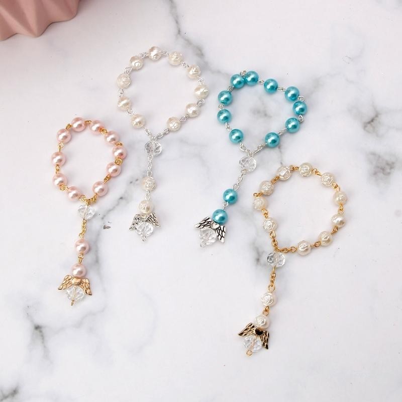 Crazy Baptism Rosary Acrylic Beads Finger Rosaries Faux Pearls for ...