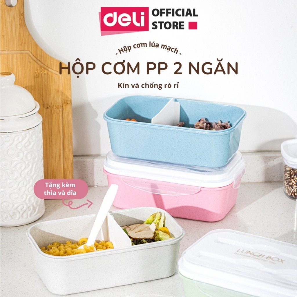 Deli 2 Compartment Barley Thermal Lunch Box Comes With Spoon And Fork ...