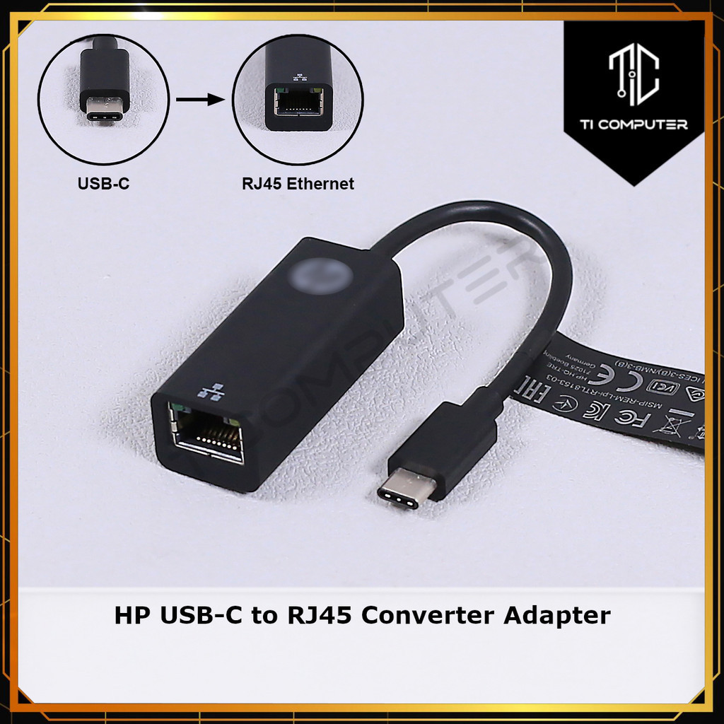 HP USB-C to RJ45 Converter Adapter V7W66AA for PC Laptop to Ethernet ...