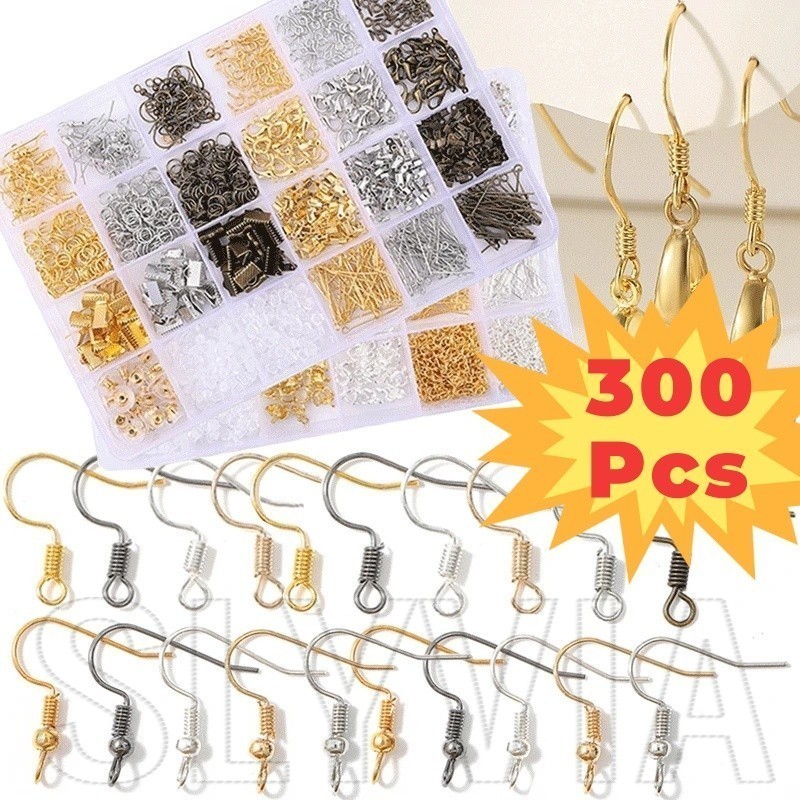 300Pcs/Bag Hypoallergenic Earring Hook Kit - For DIY Jewelry ...