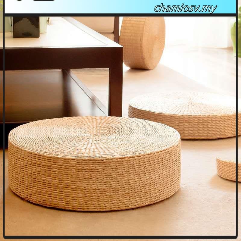 Japanese Muji Round Straw Woven Tatami Cushion Floor Futon Pouf Ottoman ...